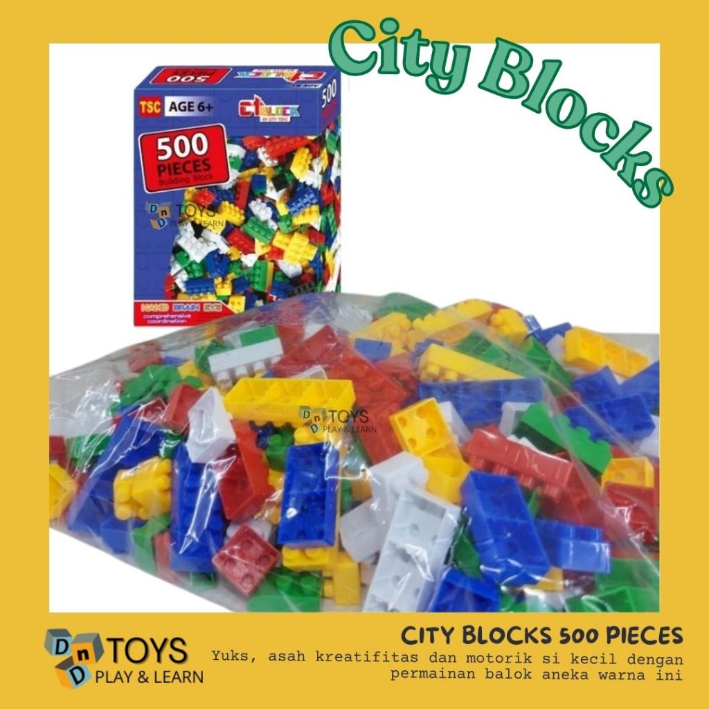 Jual Mainan Anak Building City Block Balok Susun Creative Brick Isi 500 ...