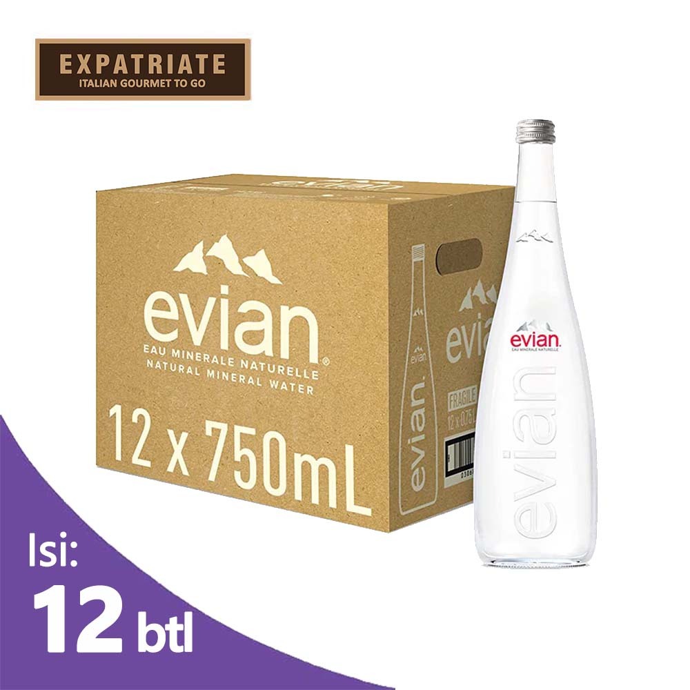 Jual Evian Natural Mineral Water Glass 750ml (12pcs) | Shopee Indonesia
