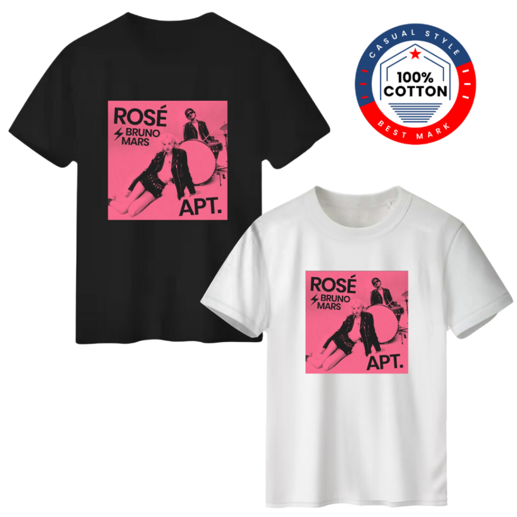 Jual Kaos rose bruno mars apt baju atasan katun oblong hitam putih blackpink | Shopee Indonesia