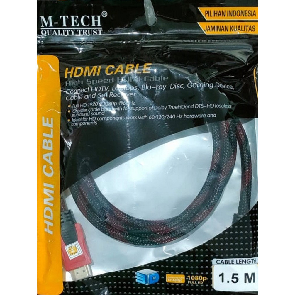 Jual KABEL HDMI 1,5M M-TECH JARING CABLE MTECH 1,5 M METER | Shopee ...