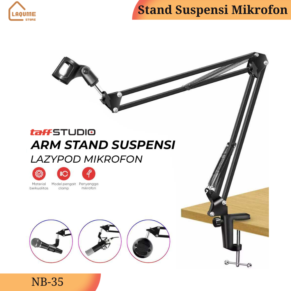 Jual Arm Stand Suspensi Mikrofon Stand Mic Scissor Lazypod Aluminium ...