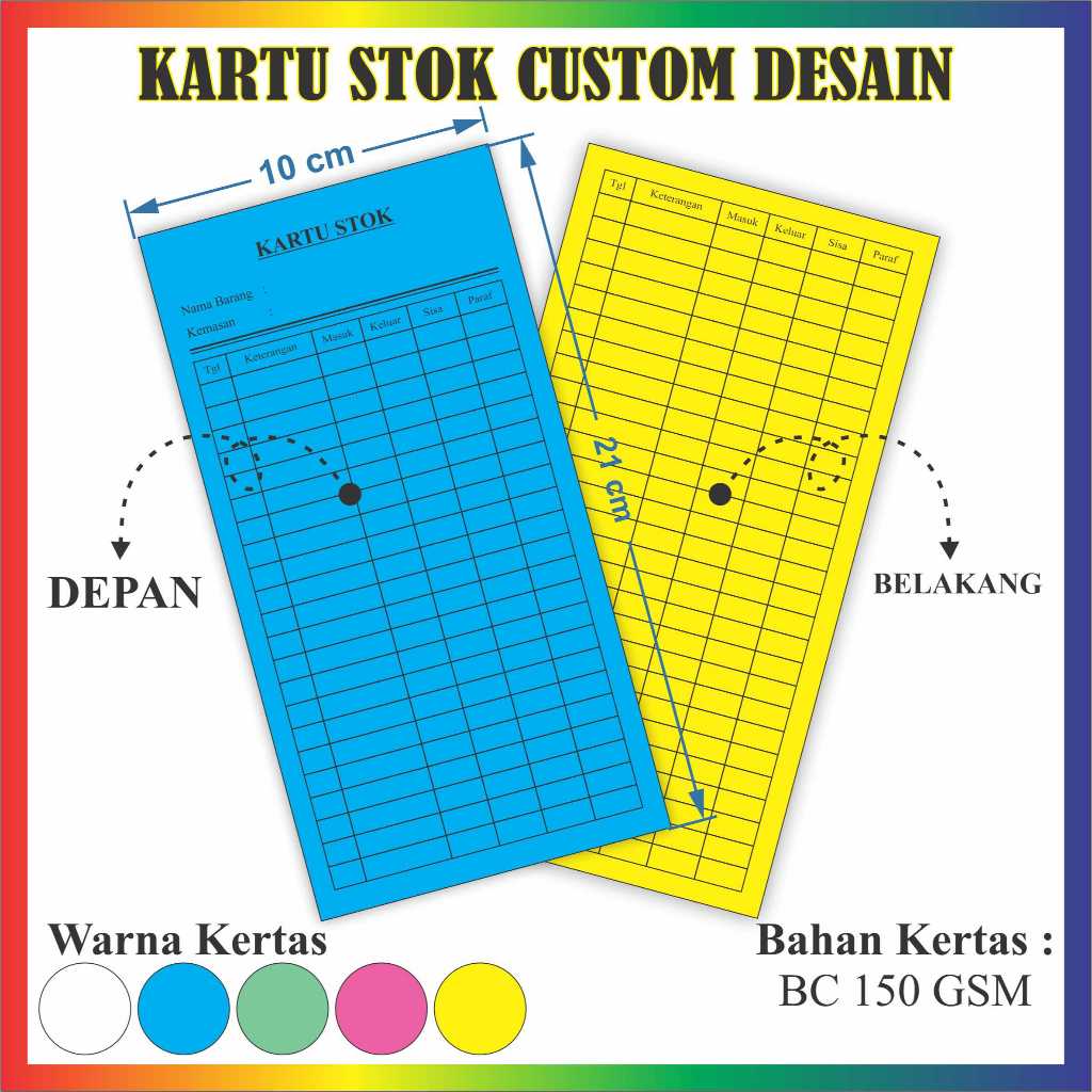 Jual 100 lembar kartu stok custom desain sendiri kartu stock barang ...