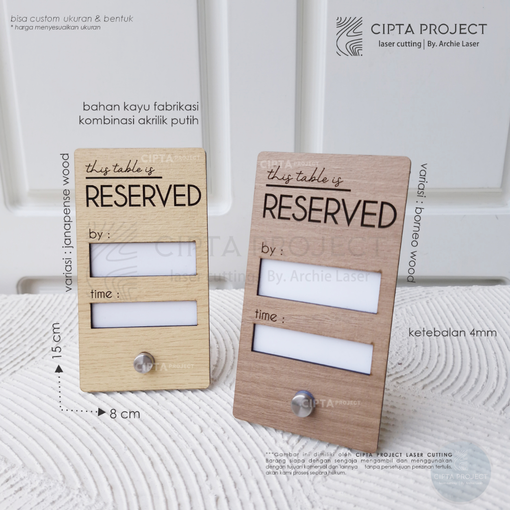 Jual Kayu Tanda Reserved / Papan Meja / Reserved / Desk Sign / Wooden ...