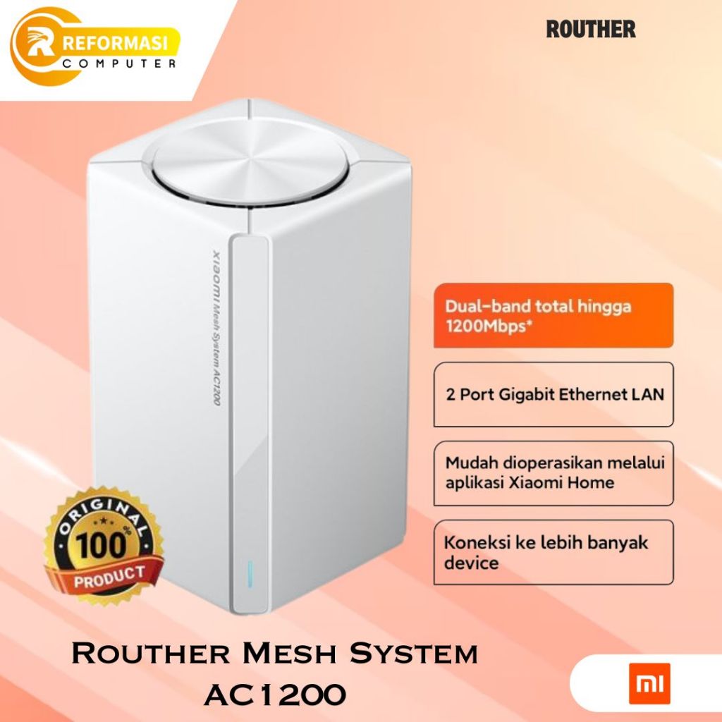 Jual Routher Xiaomi Mesh System AC1200 | Dual-band 2,4 GHz dan 5 GHz ...