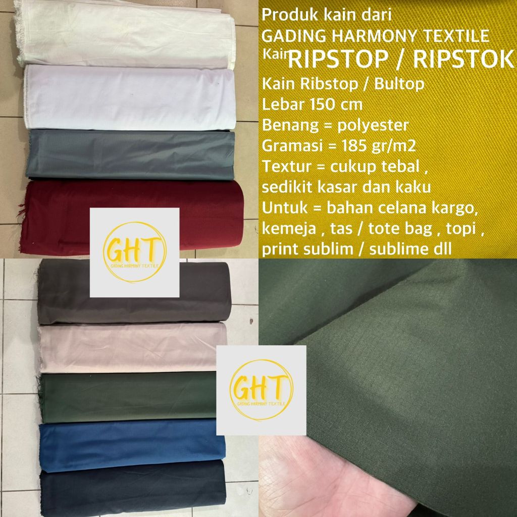 Jual ( per 25 cm ) kain RIPSTOP lebar 150 cm ripstok ribstop ribstok ...