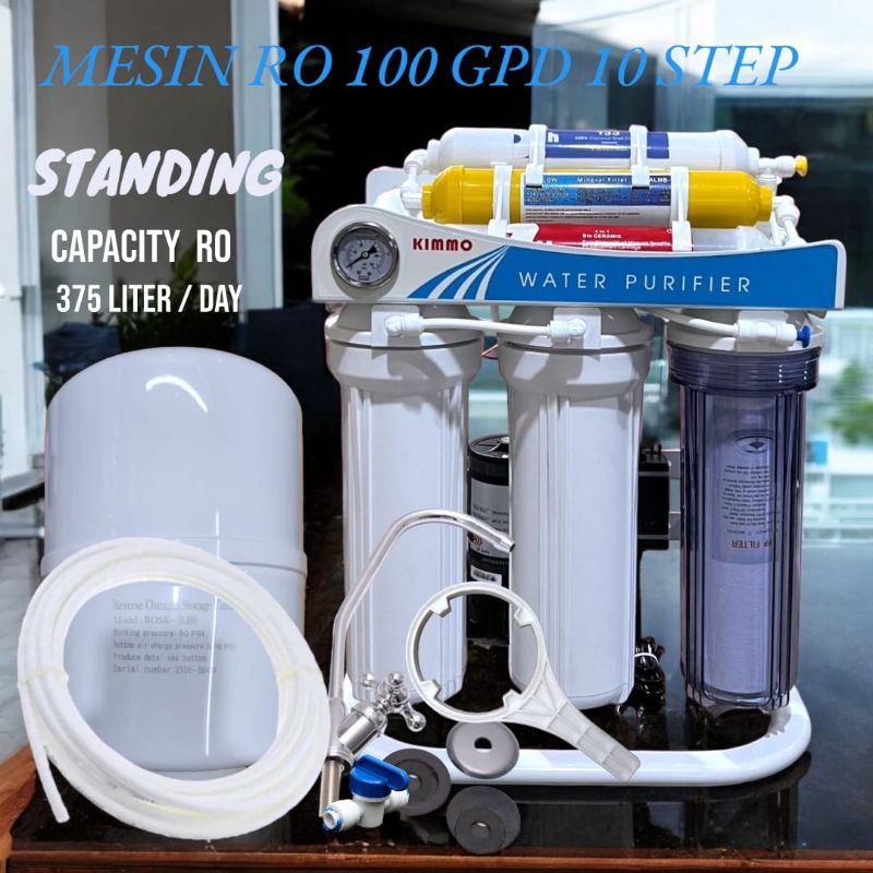 Jual REVERSE OSMOSIS 100 GPD 10 STEP / RO 100 GPD 10 STEP / MESIN RO 100 GPD - STANDING | Shopee ...