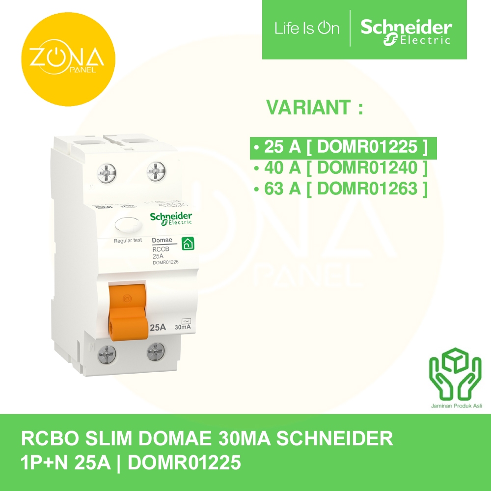 Jual RCCB ELCB NEW DOMAE SCHNEIDER 2P 1P+N 30MA 25A 6KA DOMR01225 | Shopee Indonesia