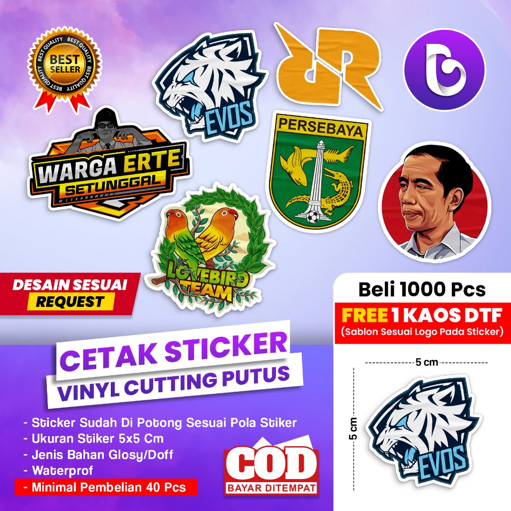Jual CETAK STICKER VINYL CUTTING PUTUS UK 5x5CM | Shopee Indonesia