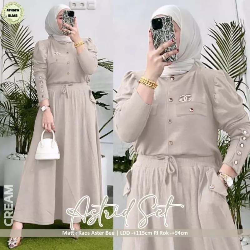 Jual ASTRID SET ROK KNIT TANGAN BALON KANCING AKTIF / SETELAN WANITA POLOS // ONE SET ROK ASTRID ...