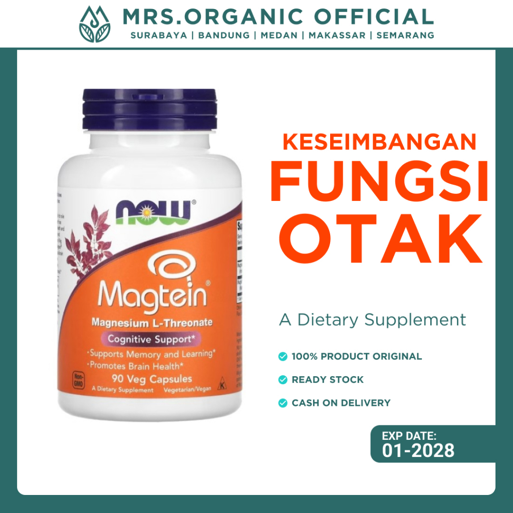 Jual Suplemen Vitamin Now Foods Magtein Magnesium L Threonate 90 Veg Capsule - Membantu Memory ...