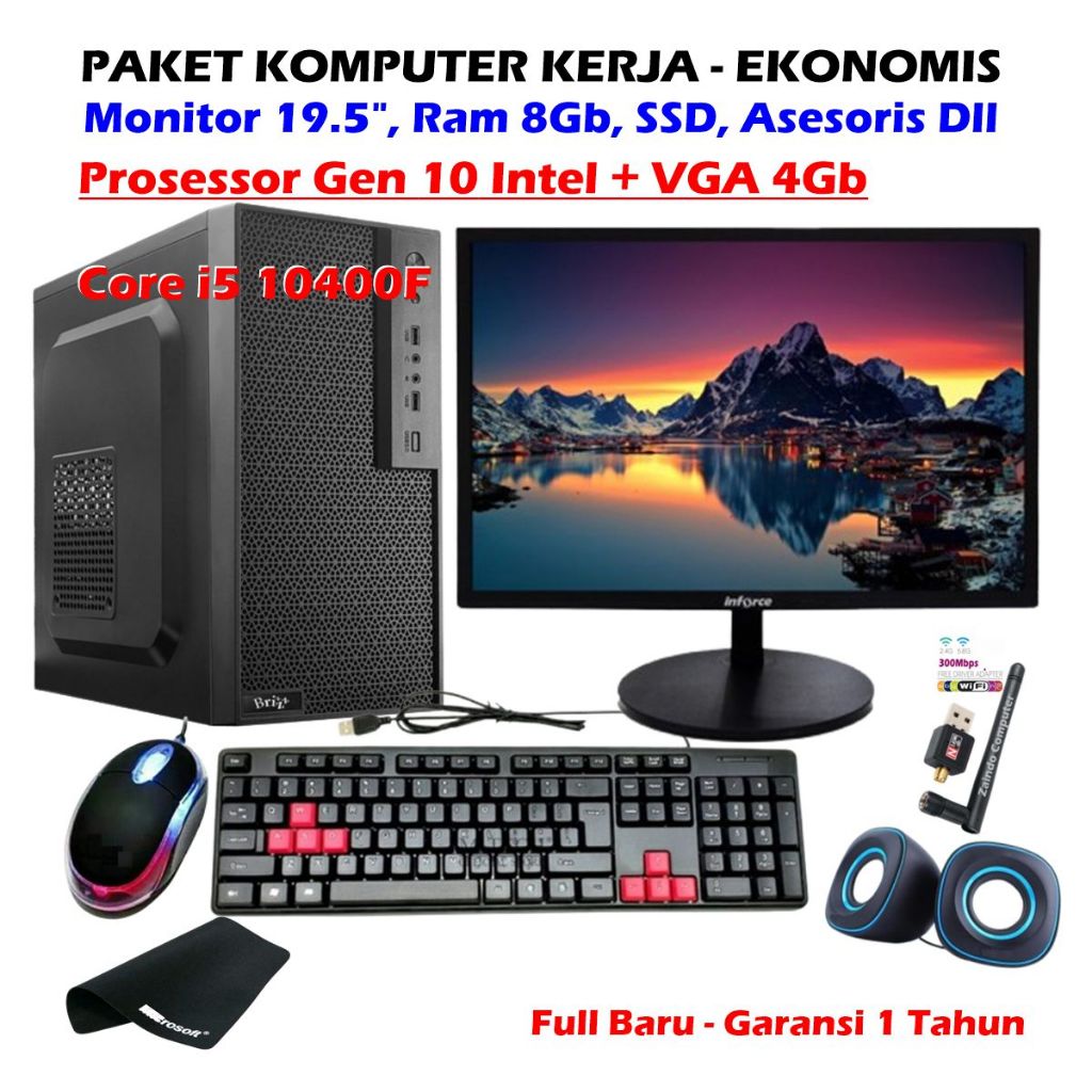 Jual PAKET KOMPUTER KANTOR EKONOMIS Core i3-10105F CORE i5-10400F Core ...