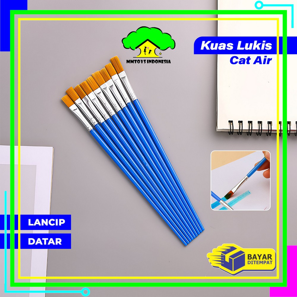 Jual MI-A98 Kuas Lukis Cat Air Paint Brush Nilon Ujung Pointed dan Flat ...