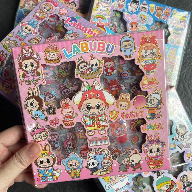 Jual LABUBU STICKER box isi 100 tempelan gambar lucu karakter popmart ...