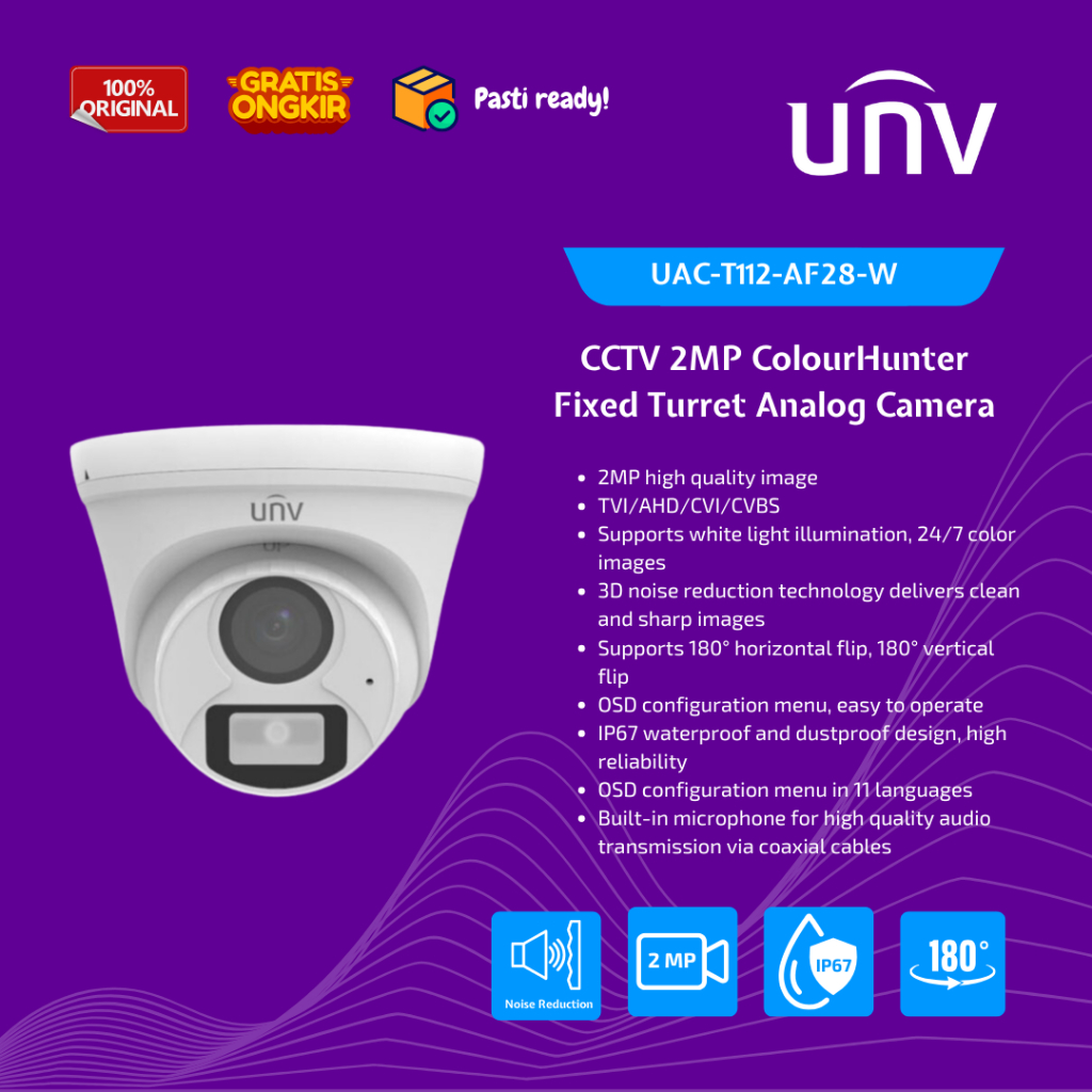 Jual UNV UAC-T112-AF28-W UNIVIEW CCTV 2MP ColourHunter Fixed Turret Analog Camera (W) | Shopee ...