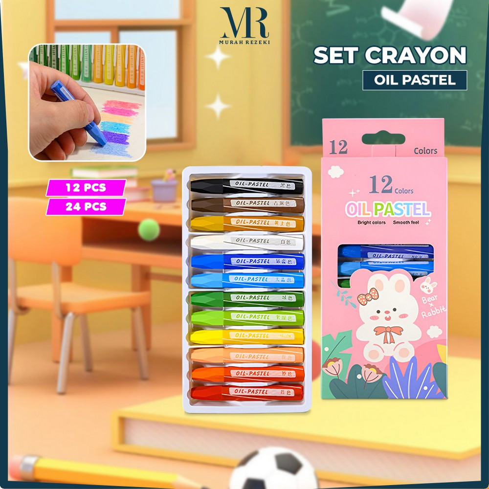 Jual Set Crayon Oil Pastel Isi 12 dan 24 Warna Motif Kartun Anak ...