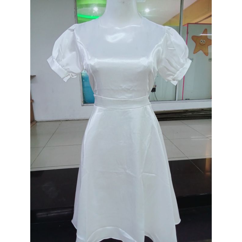 Jual DRESS KHUSUS PUTIH UKURAN ANAK TANGGUNG BAHAN SATIN TEBAL LEHER ...