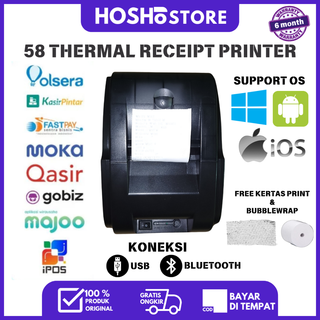 Jual HOSHO Printer Resi Thermal Bluetooth EZ-Code 58mm, Smart Printer ...