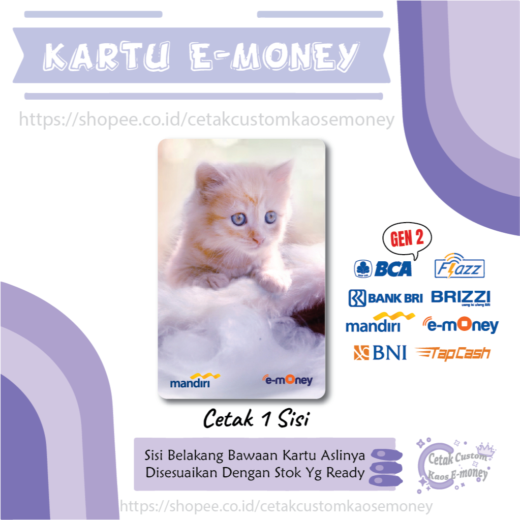 Jual KARTU E MONEY E TOLL GAMBAR HEWAN ANAK KUCING CUTE EMONEY MANDIRI ...