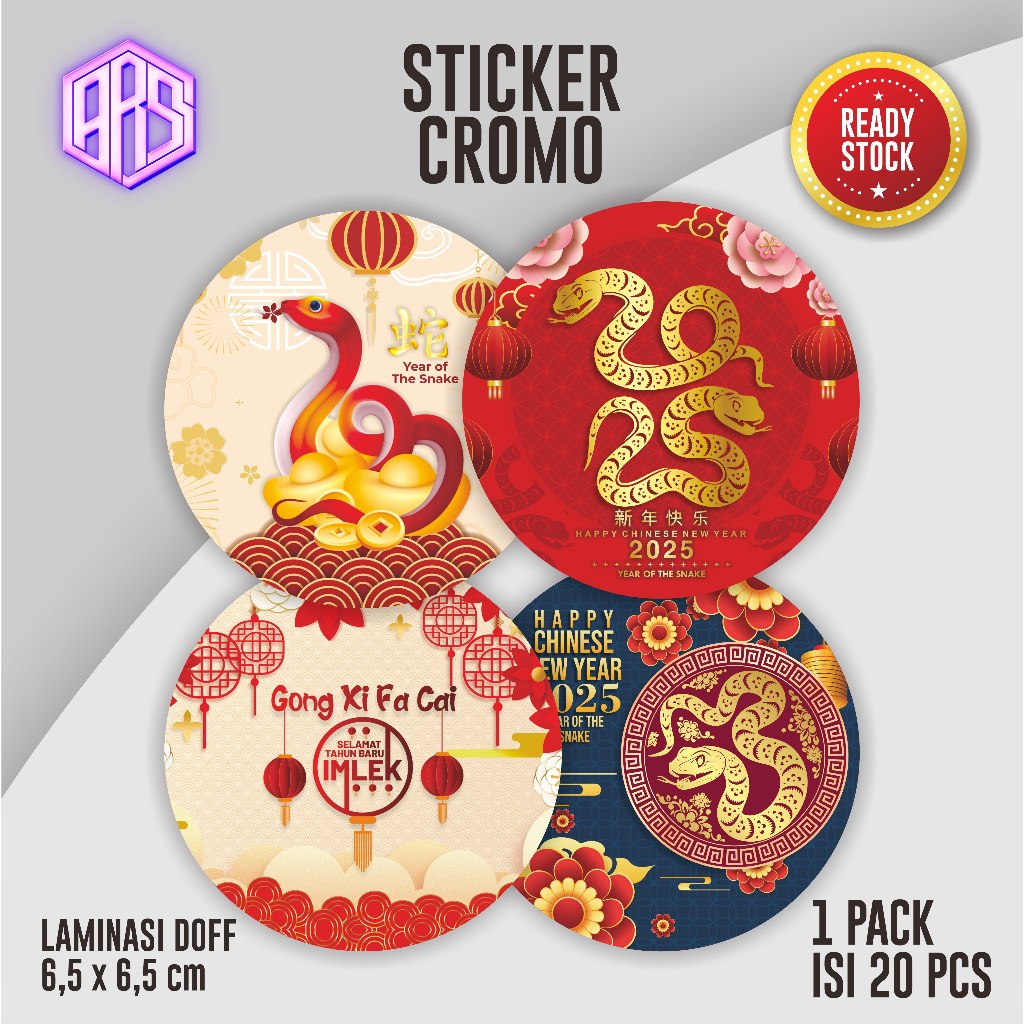 Jual (20Pcs) Sticker Imlek Chinese New Year 2025/ Stiker Cookies Kue ...