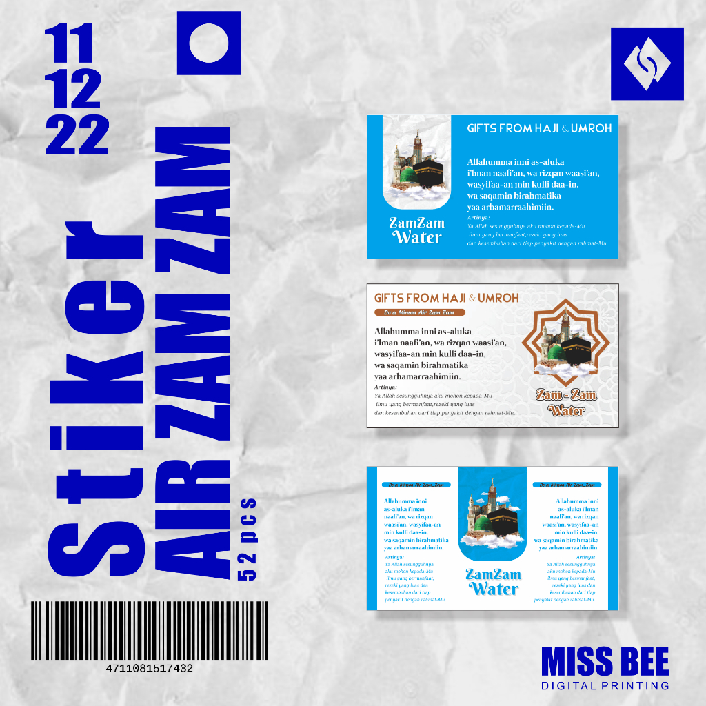 Jual Stiker ZamZam Water Sticker Air Zam Zam Label Kemasan Botol ...