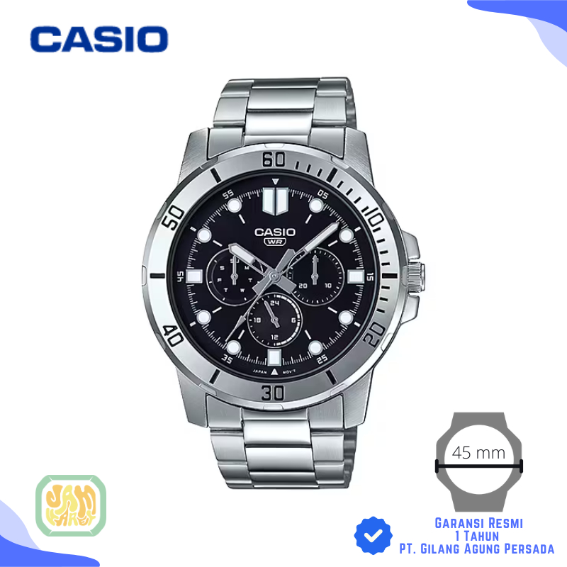 Jual JAM TANGAN PRIA CASIO MTP-VD300D-1E ORIGINAL - MTP VD300D 1EUDF SILVER HITAM | Shopee Indonesia