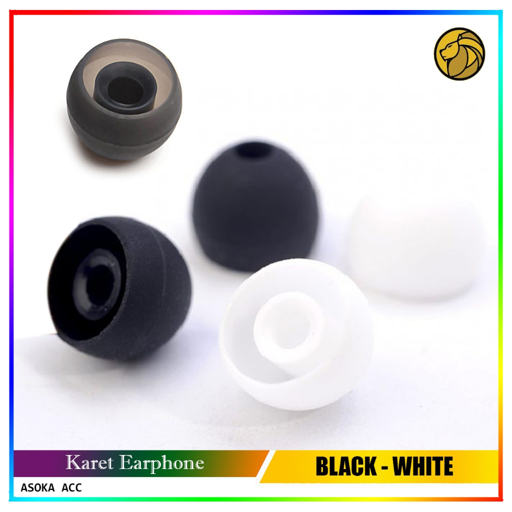 Jual (1 Pc) Karet Handsfree / Earphone Headset Silikon Black White ...