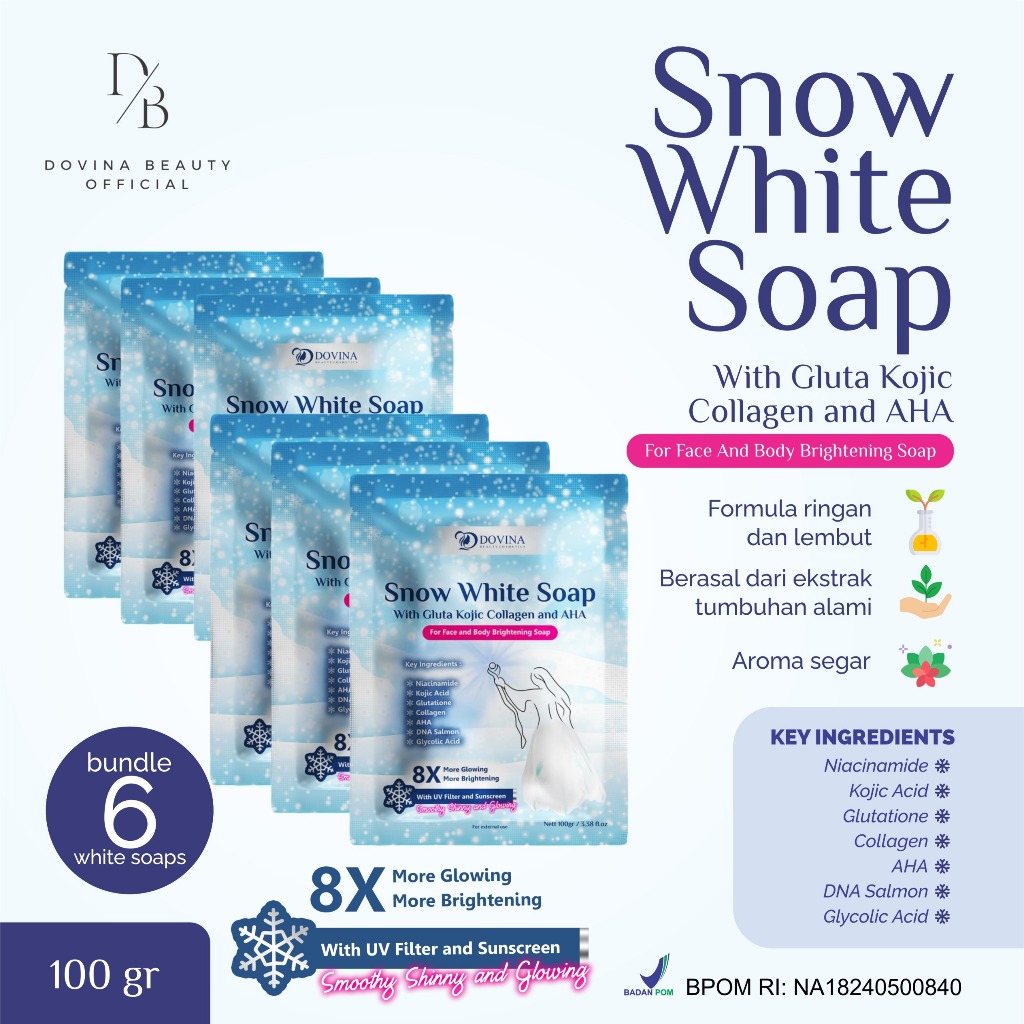 Jual 6PCS Snow White Soap with Gluta Kojic Collagen and AHA | Shopee ...
