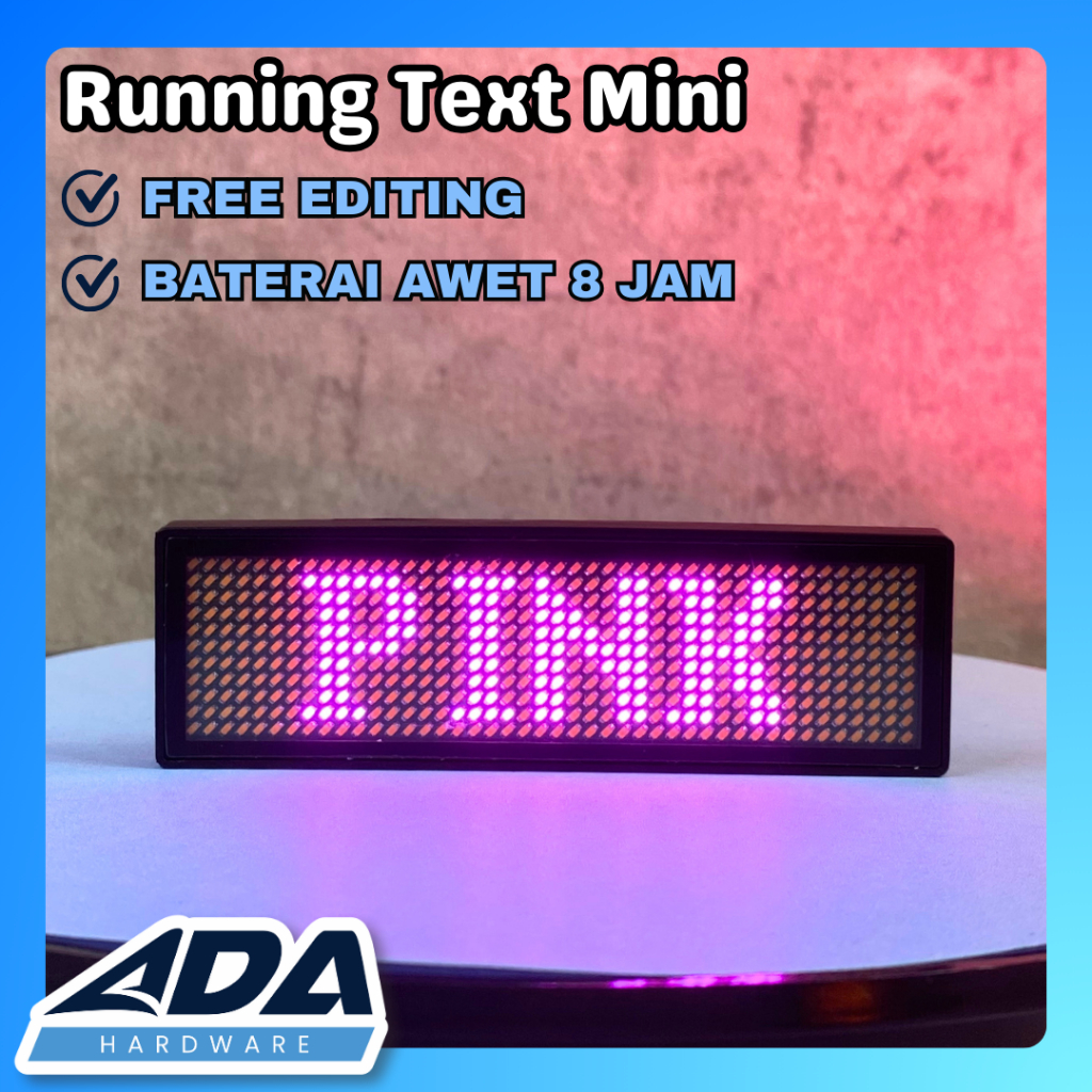 Jual Running Text Mini Bluetooth Name Tag Papan Nama Digital Led ...