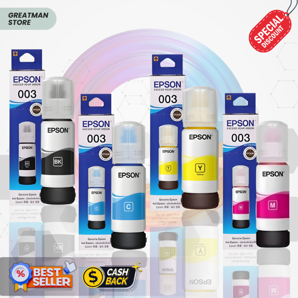 Jual Tinta Epson 003 Ori Black Cyan Magenta Yellow Tinta Printer epson 003 L3110 L1110 L3100 ...