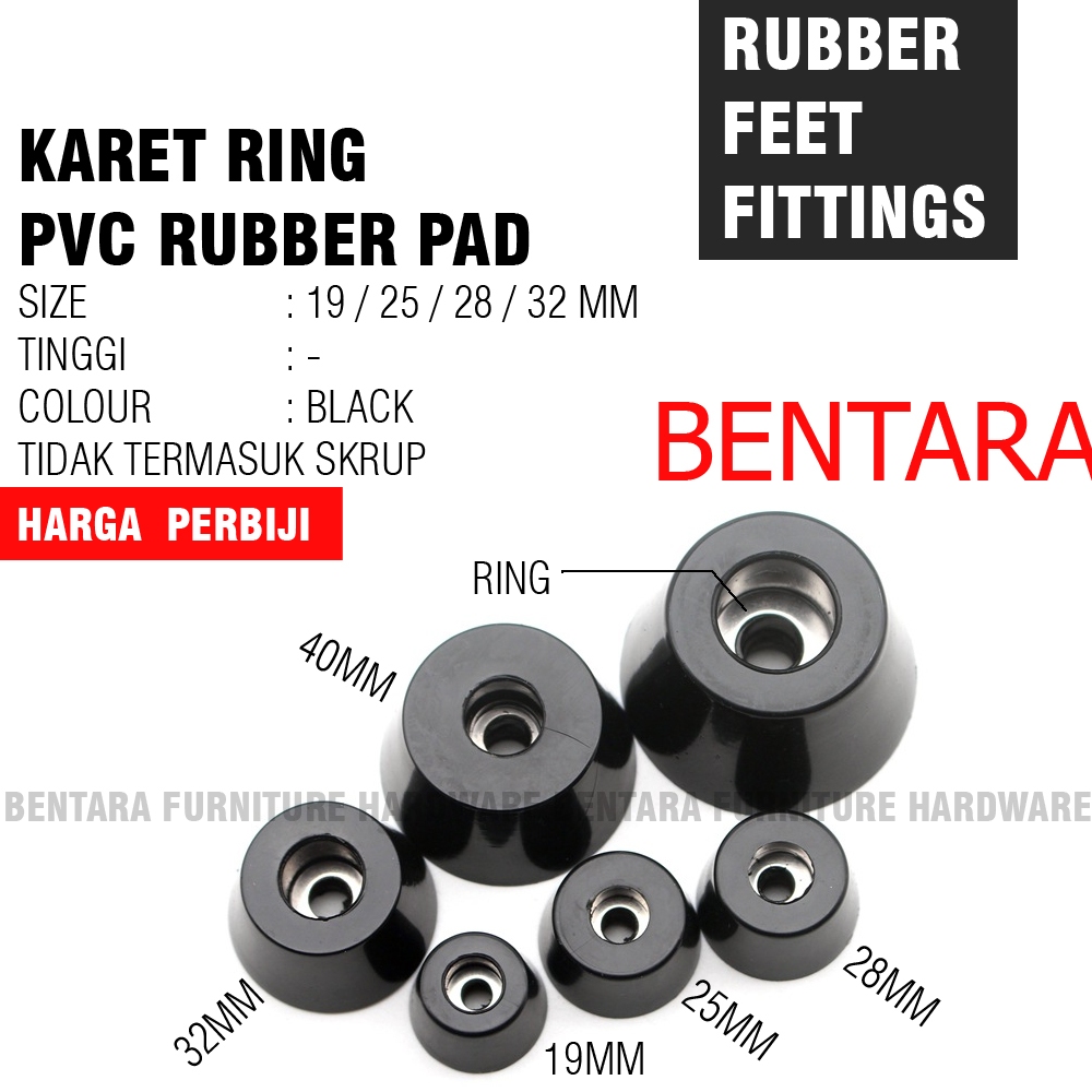 Jual 32MM KARET BULAT RING PVC RUBBER PAD HITAM DIAMETER - BULAT BUNDAR ...