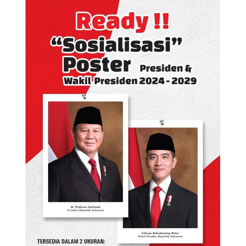 Jual Poster/Presiden dan wakil presiden 2024-2029/prabowo-gibran/uk30x45 | Shopee Indonesia