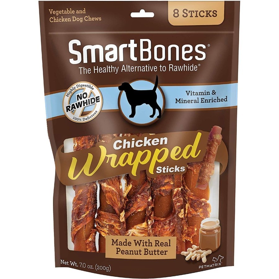 Jual SmartBones Chicken Wrap- Sticks Peanut Butter 8 Pk / Dog Snack ...