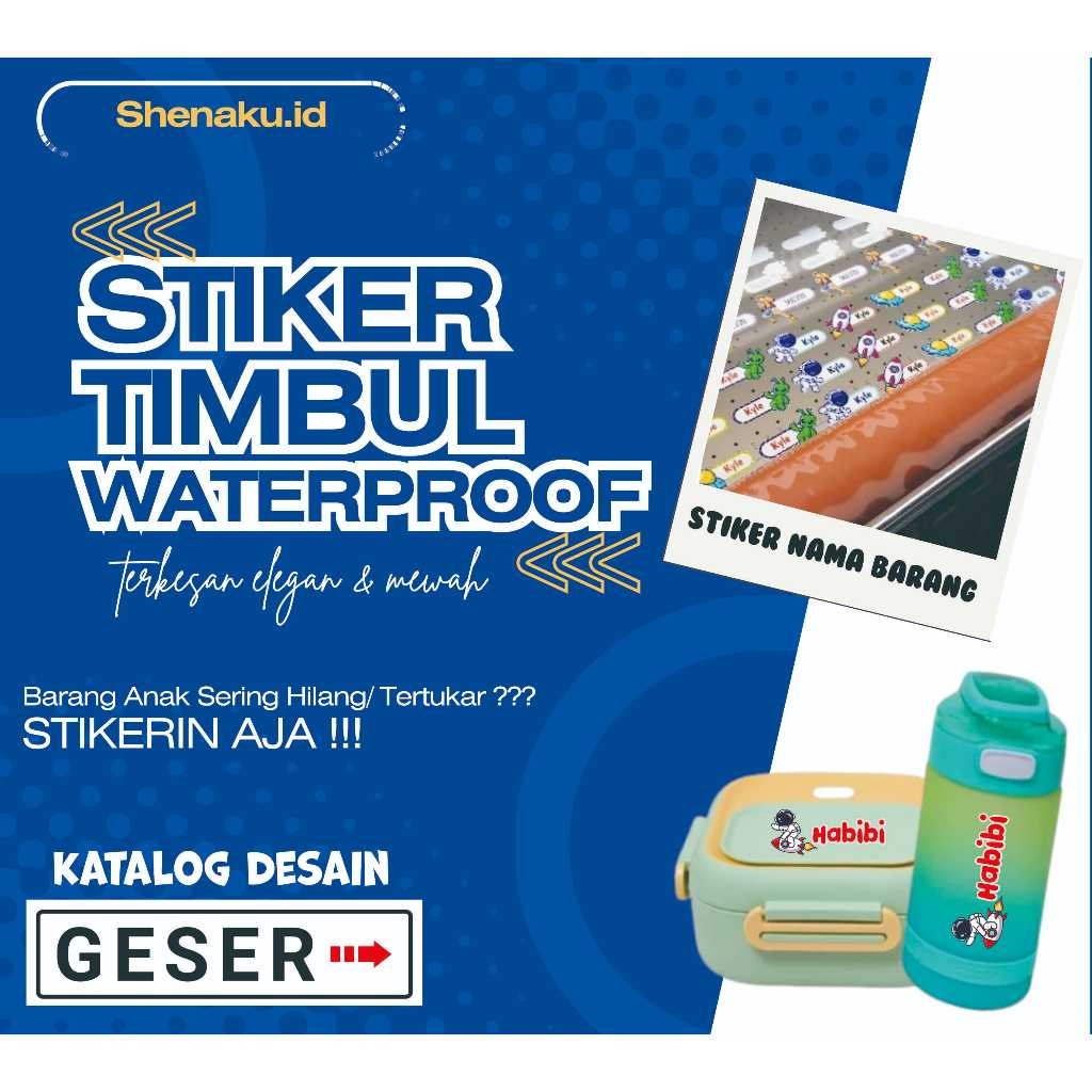 Jual Stiker LABEL NAMA untuk barang (KOTAK MAKAN, BOTOL, PENSIL, DLL ...