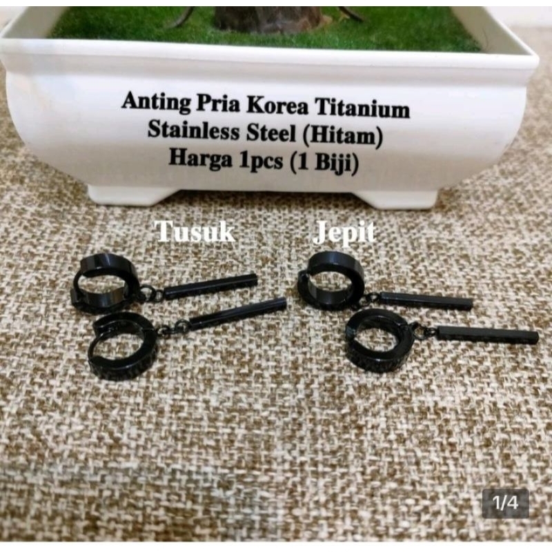 Jual Anting pria jurai ala korea model jepit dan tusuk stainless steel ...
