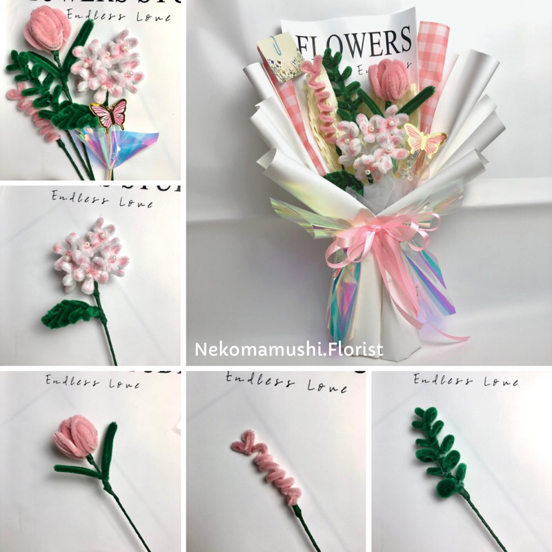 Jual Buket Bunga Tulip Kawat Bulu Bouquet Tulip Pipe Cleaner Mercy ...