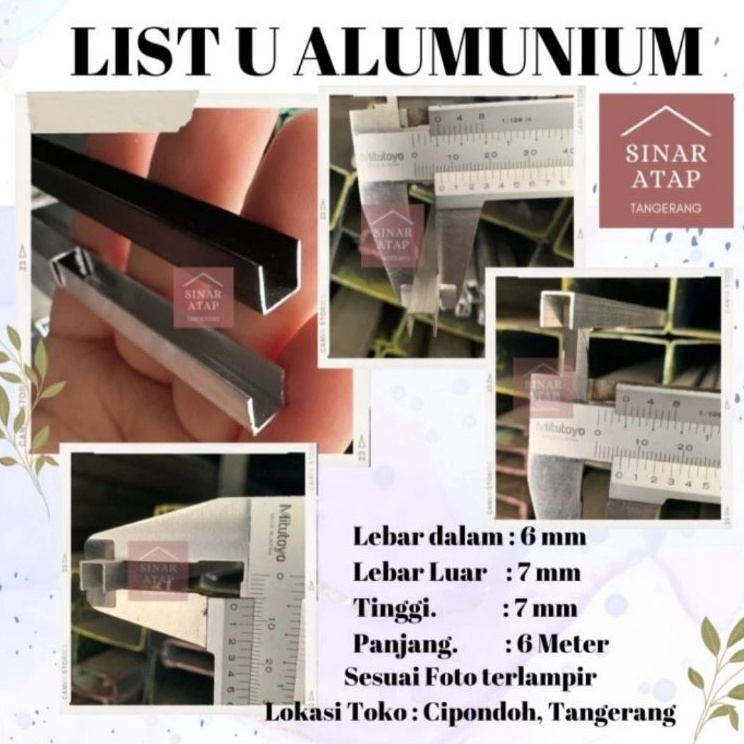 Jual Grosir Khusus List U Alumunium Ukuran 5mm Panjang 6 Meter | Shopee ...