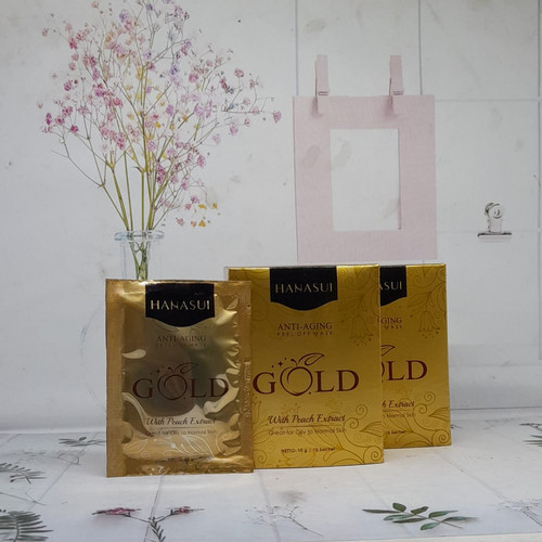 Jual Hanasui anti-aging peel off mask gold per BOX (isi 10 sachet @ 10 ...