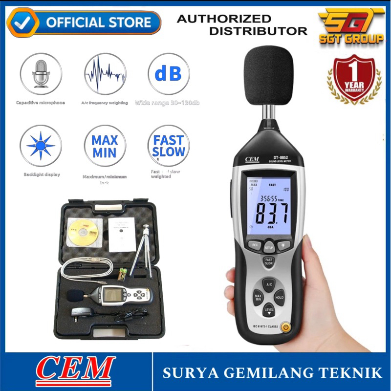 Jual Sound Level Meter CEM Instruments DT-8852 Data Logger DT8852 ...