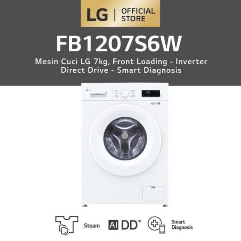 Jual Mesin Cuci LG FB1207S6W FRONT LOADING Inverter 7 Kg FB1207 ...