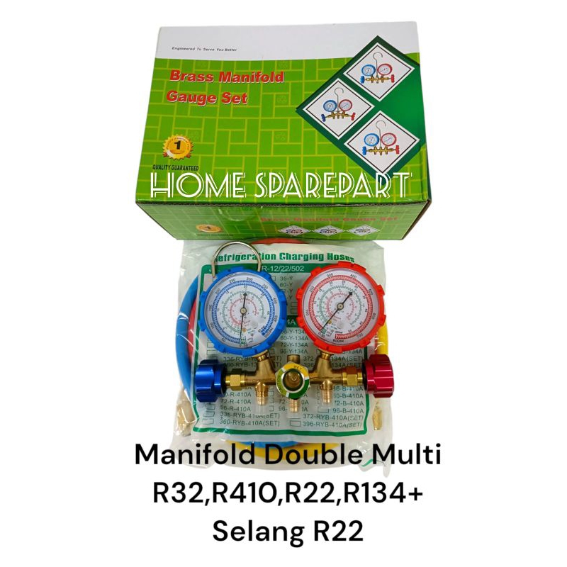 Jual MANIFOLD AC R22 R32 R134 MULTI + SELANG R22 (KNOB BESI) DOUBLE | Shopee Indonesia