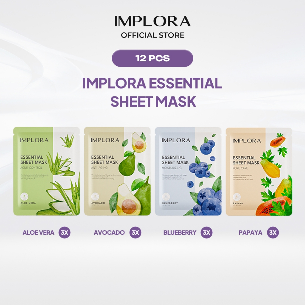 Jual [12 PCS] Implora Essential Sheet Mask | Shopee Indonesia