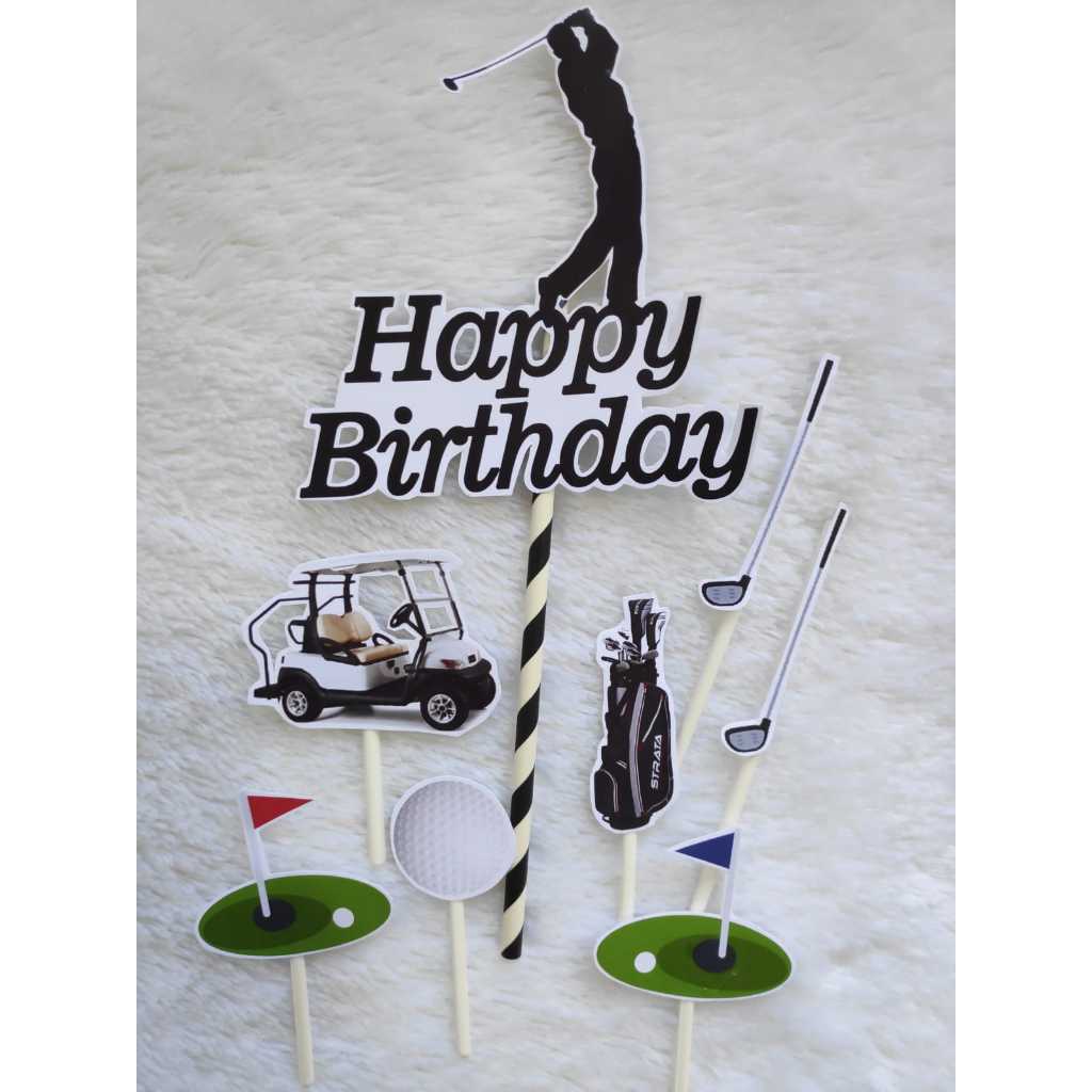 Jual Cake Topper Happy Birthday HBD Golf Hiasan Ulang Tahun Custom ...