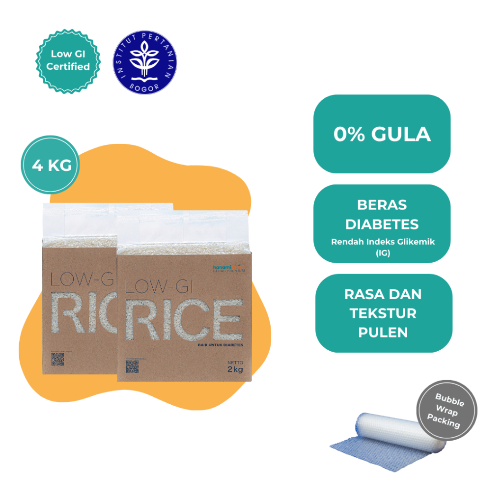 Jual Beras Putih Premium 4Kg - Beras Diabetes Rendah IG Hanami Rice ...