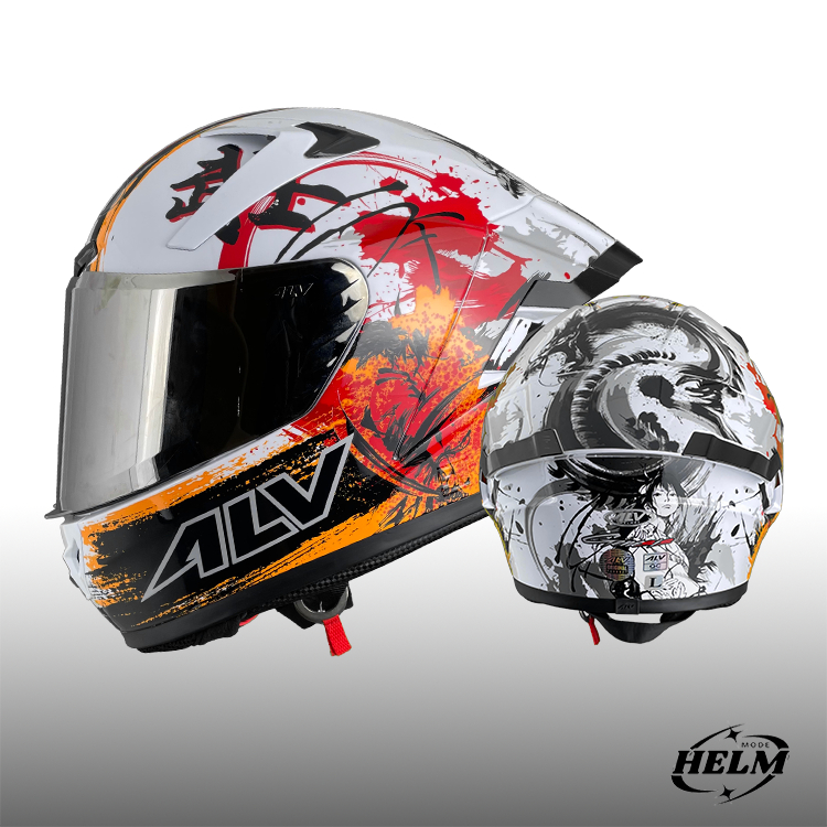 Jual ALV GENESIS NOBUSHI - HELM FULL FACE PUTIH MOTIF STANDART SNI ...