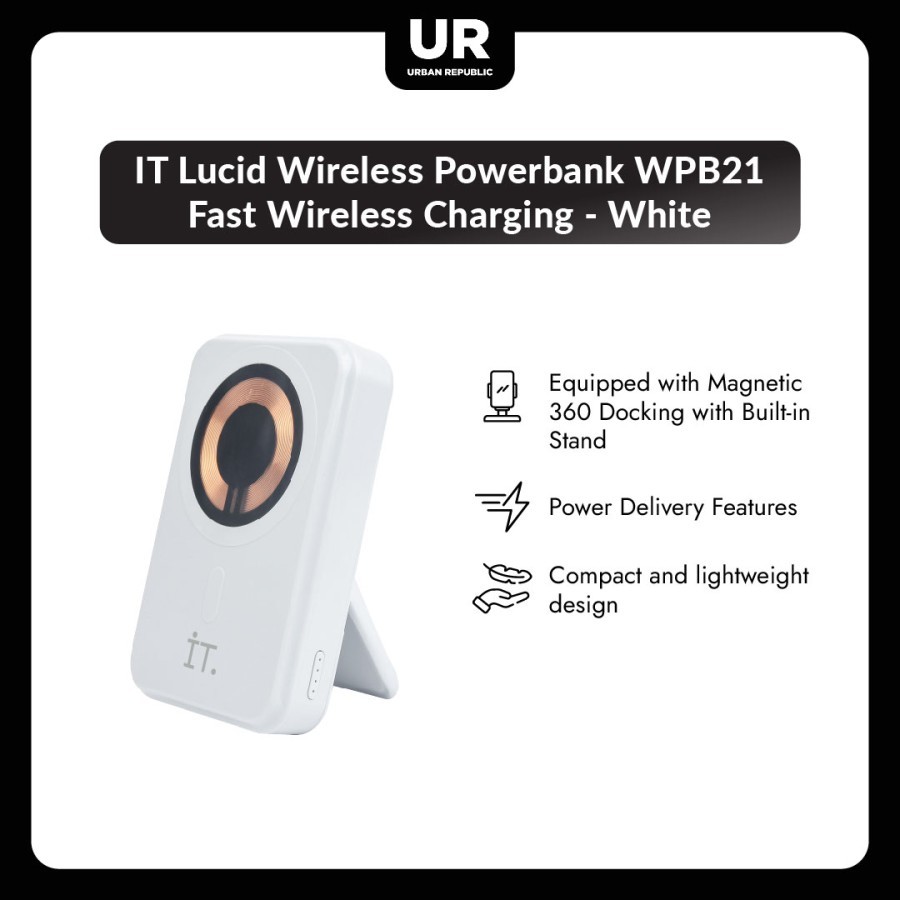 Jual IT Lucid Wireless Powerbank WPB21 Fast Wireless Charging - White ...