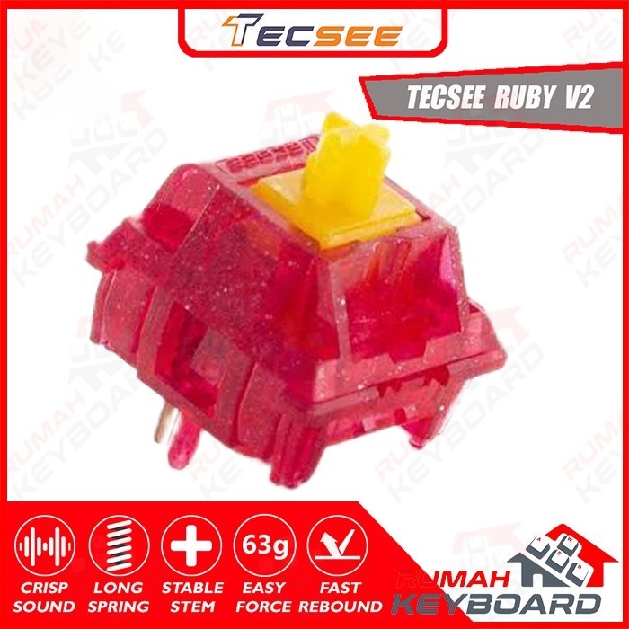 Jual SWITCH - TECSEE - RUBY V2 - 5 PIN - 63.5g - LINEAR - FACTORY LUBE ...
