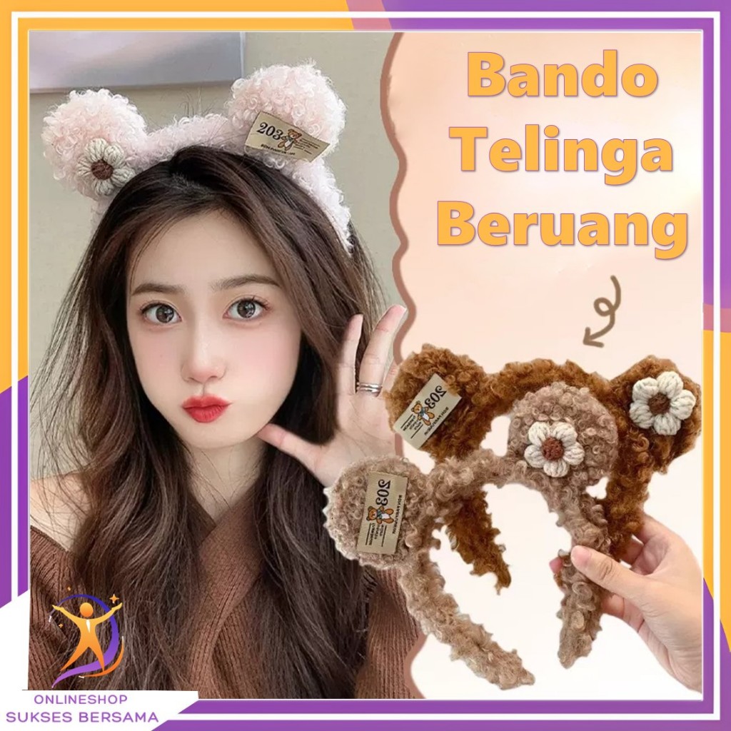 Jual OSB Bando Telinga Beruang Bear Bulu Wool Hairband fashion Korean ...