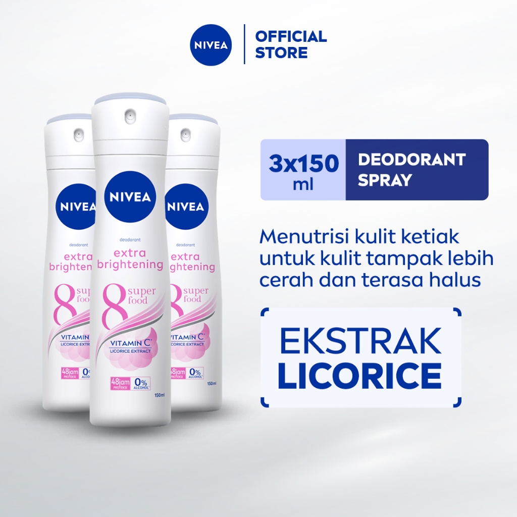 Jual NIVEA Deodorant Extra Whitening Spray 150mL Triplepack | Shopee ...