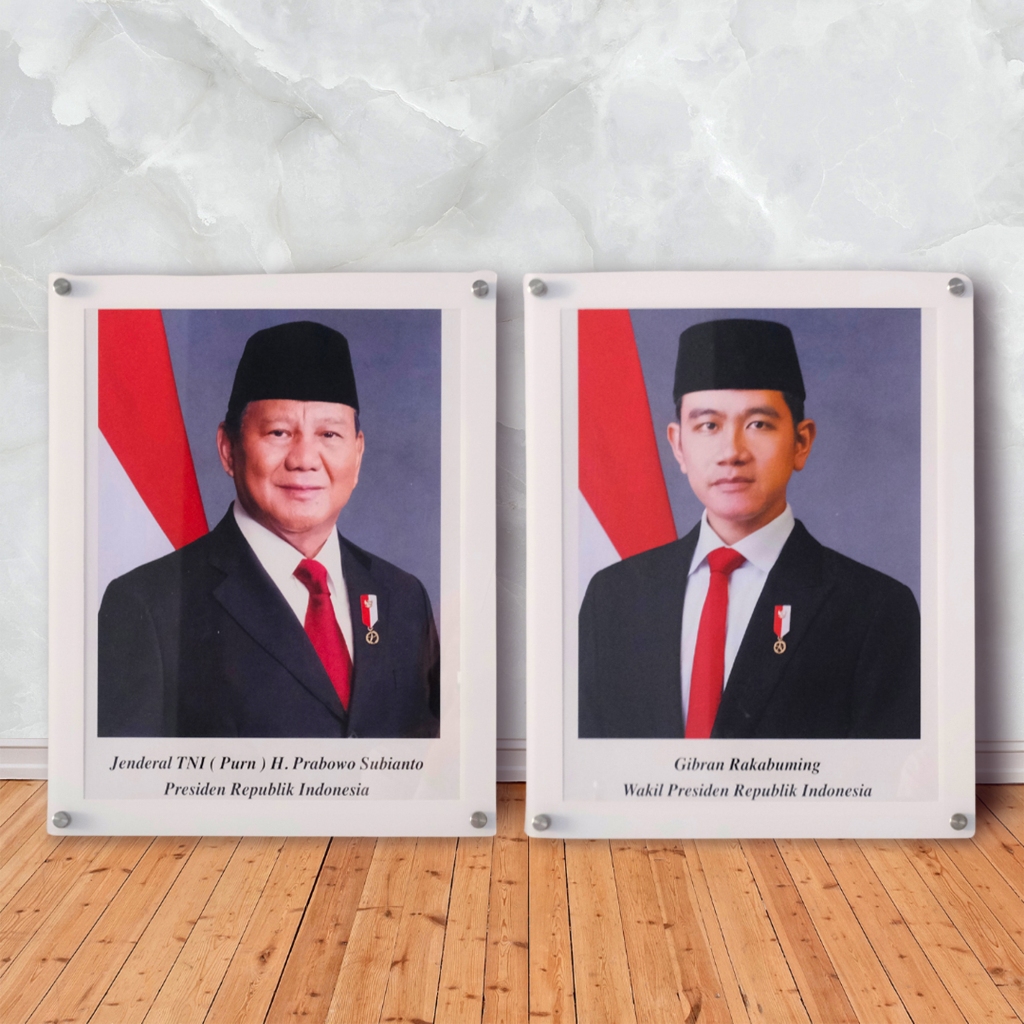 Jual Bingkai Foto Presiden Dan Wakil Presiden Prabowo Gibran Resmi Ukuran A3/A4 Bahan Akrilik ...