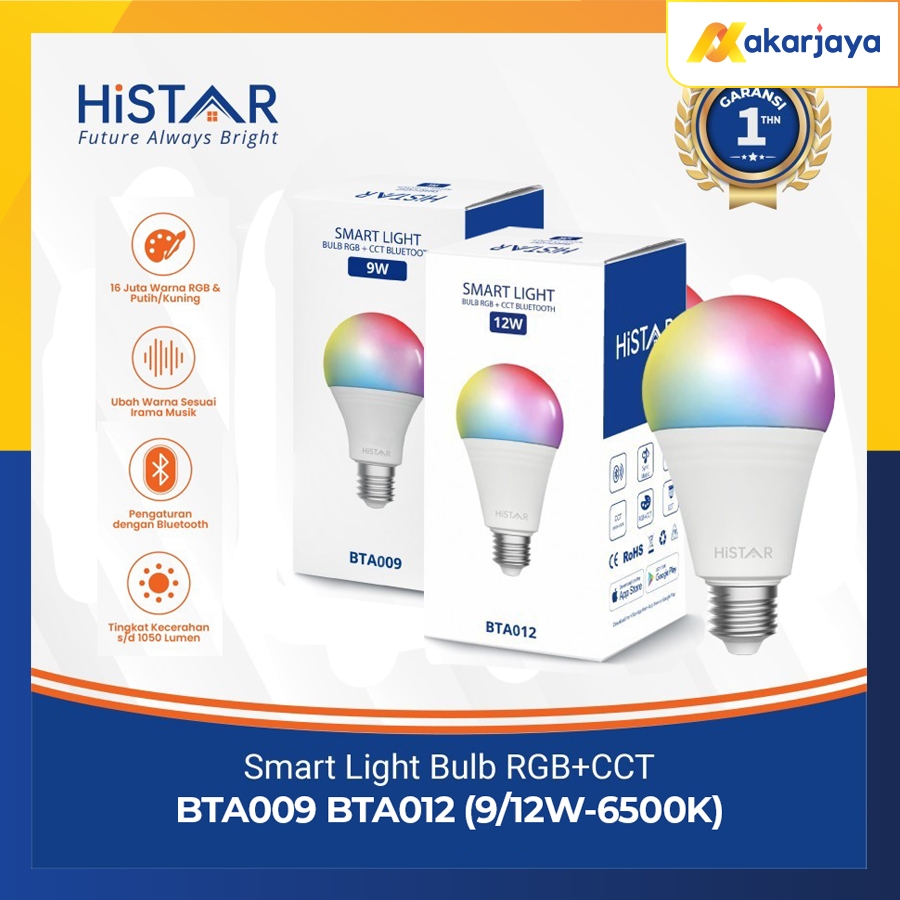 Jual Lampu Pintar Bohlam LED HISTAR BTA009 BTA012 Smart Light Bulb RGB ...